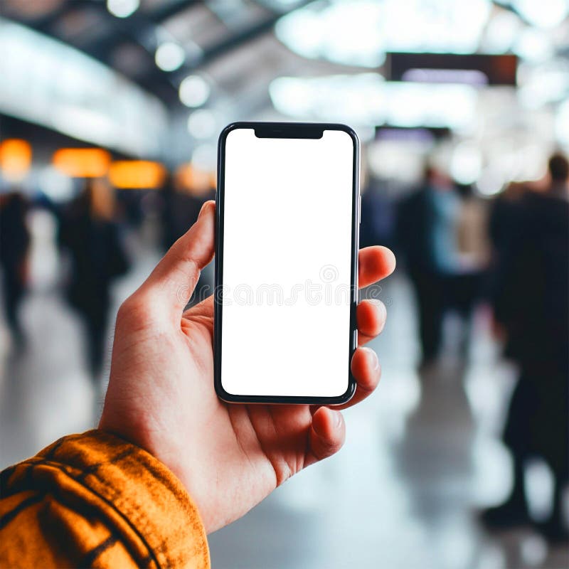 Blank Smartphone Screen in Busy Public Space Stock Illustration ...