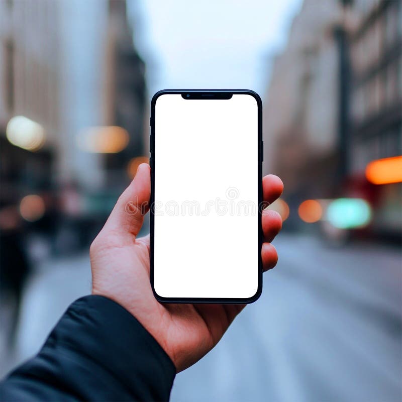 Blank Smartphone Screen in City Mobile App Mockup Stock Illustration ...