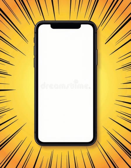 Blank Smartphone Screen with Comic Book Flash Background for Creative ...