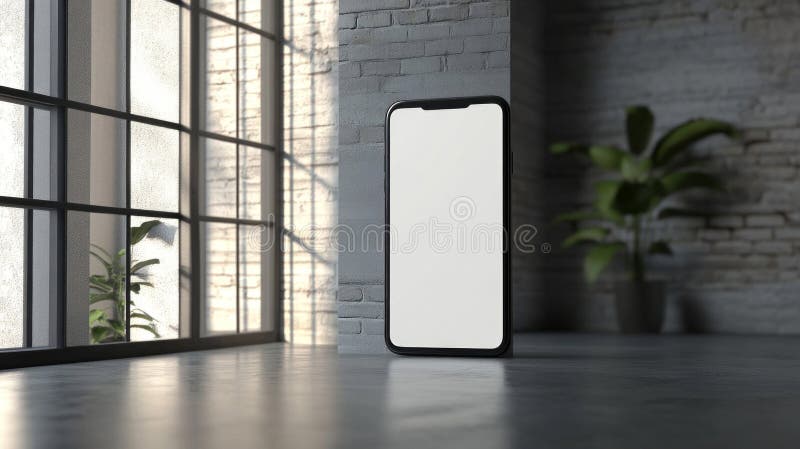 Blank Smartphone Screen Mockup in Modern Loft Interior Stock ...