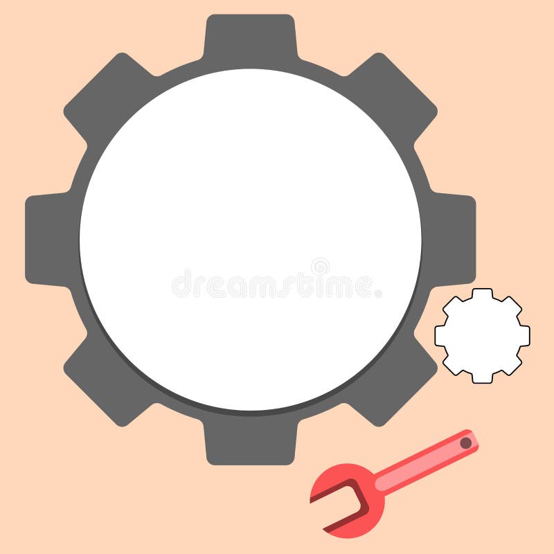 Blank Space Big and Small Cog Wheel with Wrench. Hardware Gear and ...