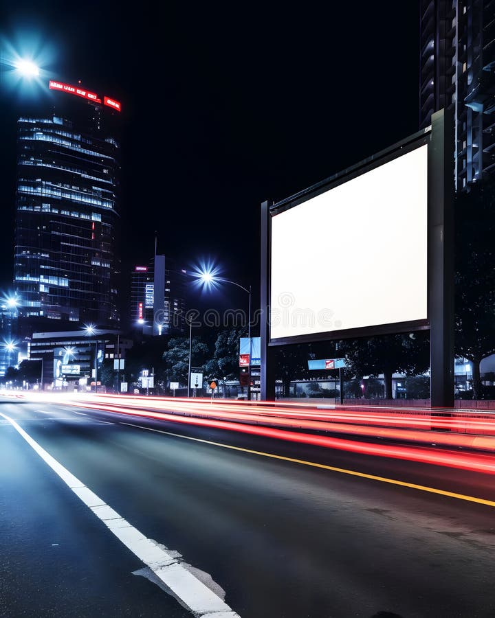 Blank Space Billboard in a Modern City Night - Template Design Theme ...