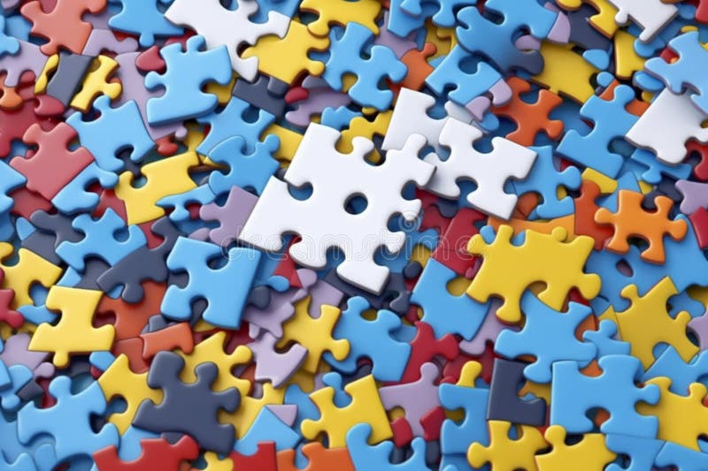 Blank Space Center and Colorful Jigsaw Puzzle Pieces Form the Frame ...