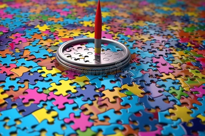 Blank Space Center and Colorful Jigsaw Puzzle Pieces Form the Frame ...