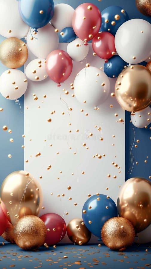 Blank Space for Party Invitation Surrounded by Festive Balloons Stock ...