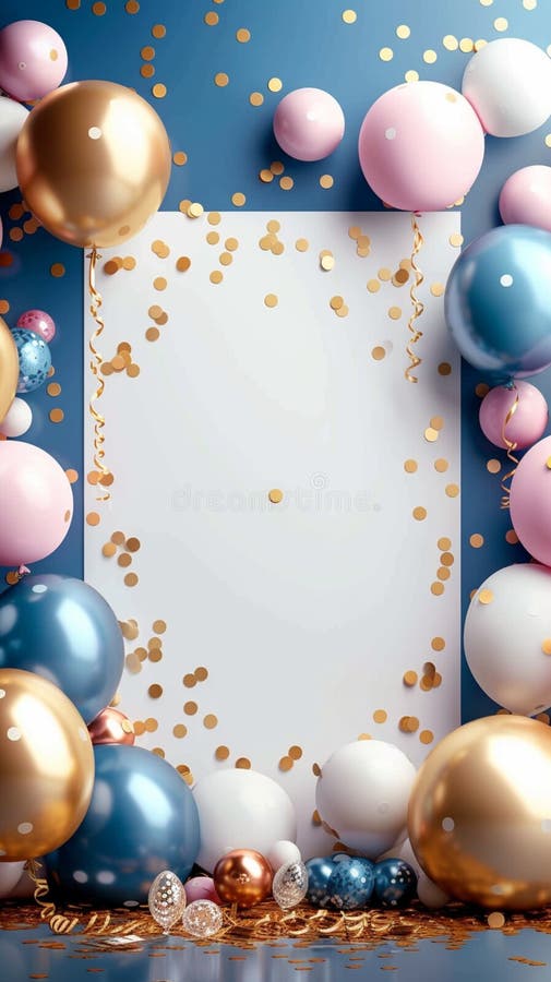 Blank Space for Party Invitation Surrounded by Festive Balloons Stock ...