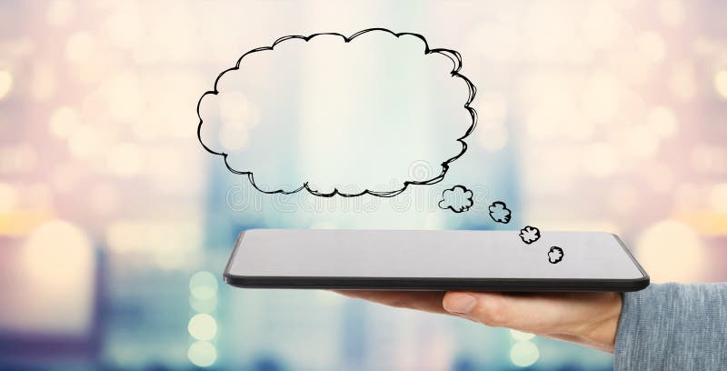 Blank Speech Bubble with Tablet Computer Stock Illustration ...