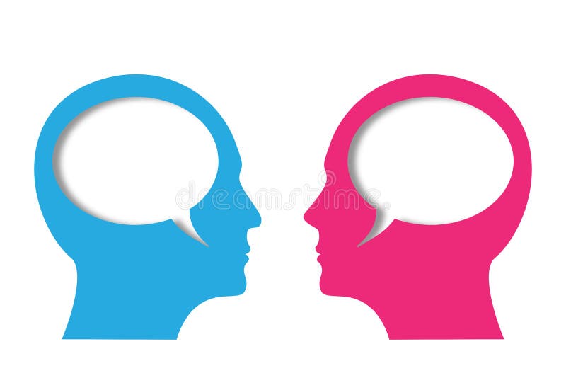 Blank Speech Bubbles Inside Man and Woman Heads Stock Image - Image of ... Blank Speech Bubbles Inside Man and Woman Heads Stock Image - Image of ...