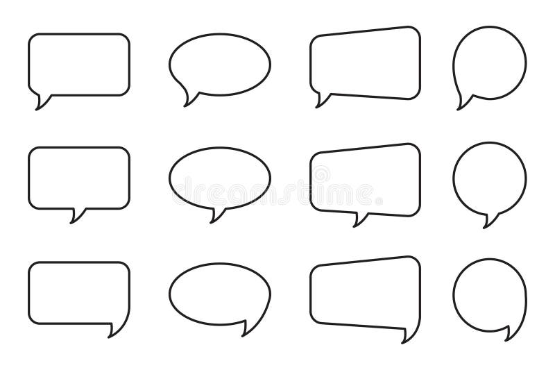 Blank Speech Shapes. Outline Talk Icons. Vector Conversation Frames ...