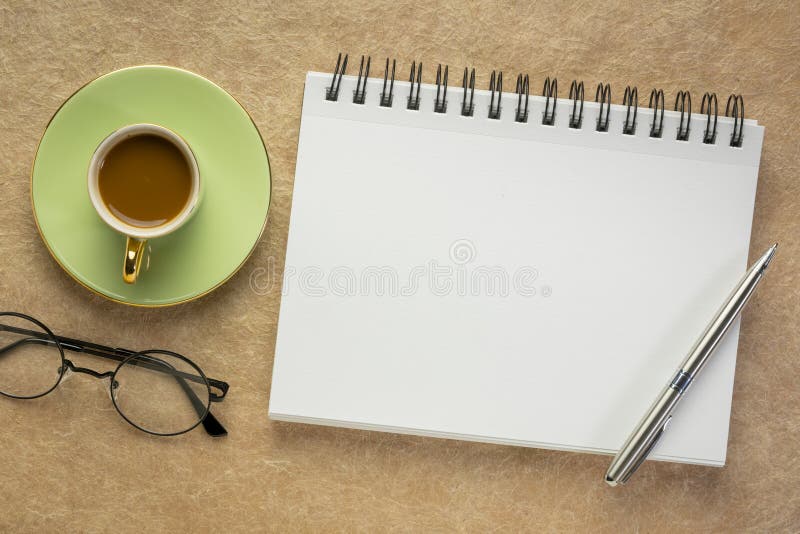 Blank Spiral Notebook, Flat Lay with Coffee Stock Image - Image of ...