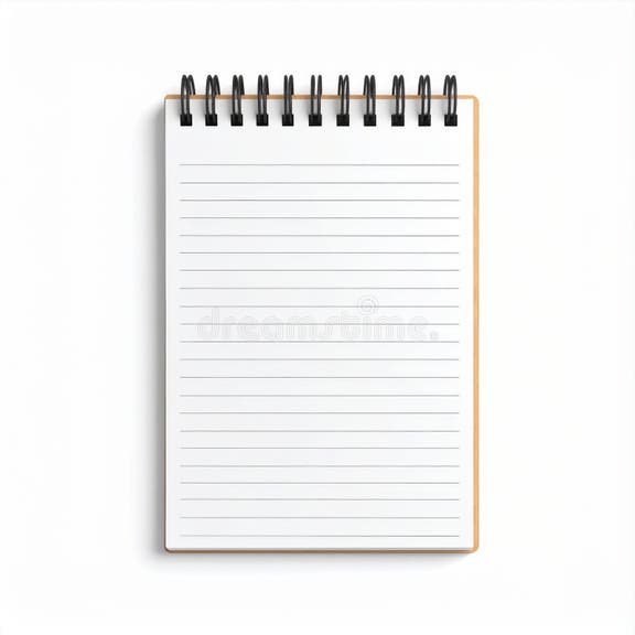 Blank Spiral Notebook with Lined Paper on White Background Stock ...