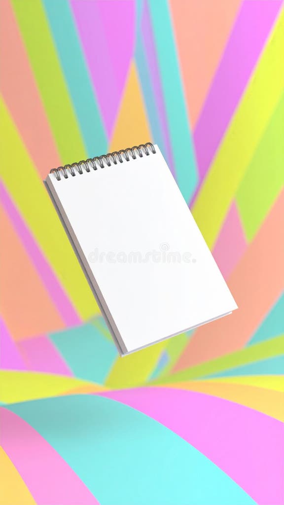 Blank Spiral Notebook Mockup on Pastel Rainbow Background Stock ...