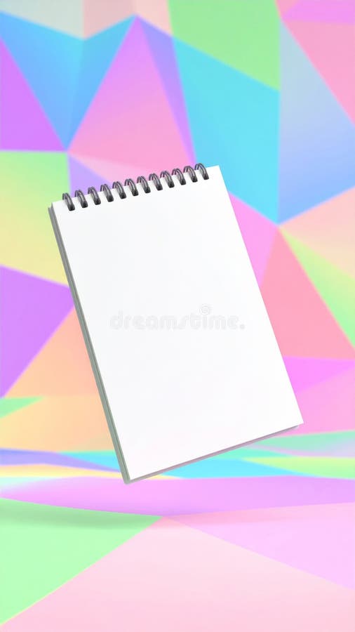 Blank Spiral Notebook on Pastel Geometric Background Stock Illustration ...