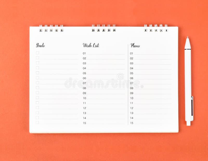 The Blank Spiral Notebook and White Pen on Orange Colour Background for ...