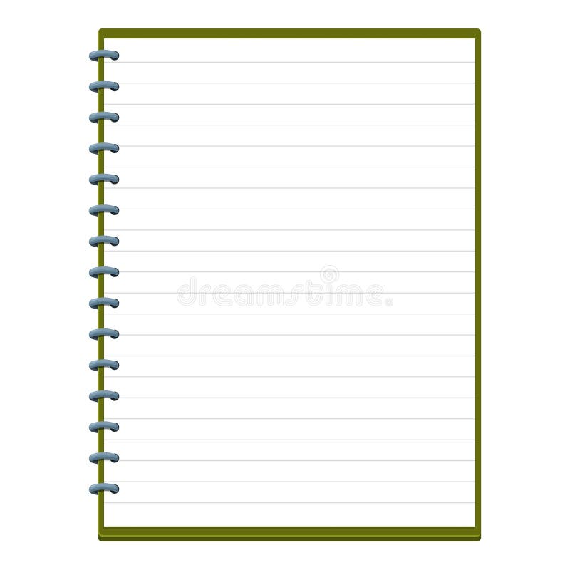 Blank Spiral Notepad with Green Cover is Open Stock Vector ...