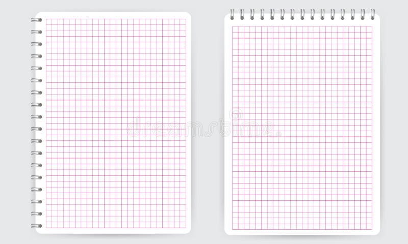 Blank Spiral Notepad Notebook. Thin Squared Math Grid Lines Stock ...