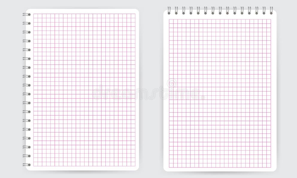 Blank Spiral Notepad Notebook. Thin Squared Math Grid Lines Stock ...