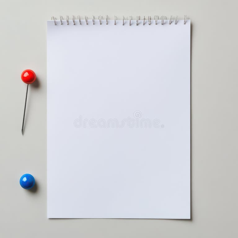 Blank Spiral Notepad with Red and Blue Pins Isolated on White ...