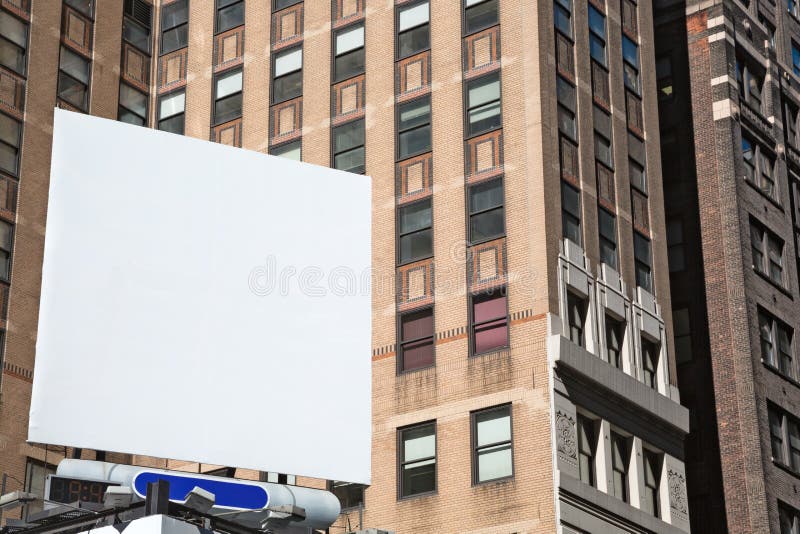 Square Billboard with a Backdrop of Trees and Buildings Stock Image ...
