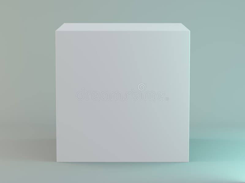Blank Square Box on White Background with Reflection. 3D Stock ...