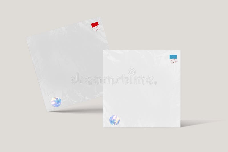 Blank Square CD Record Cover Package Envelope Template Mock Up with ...