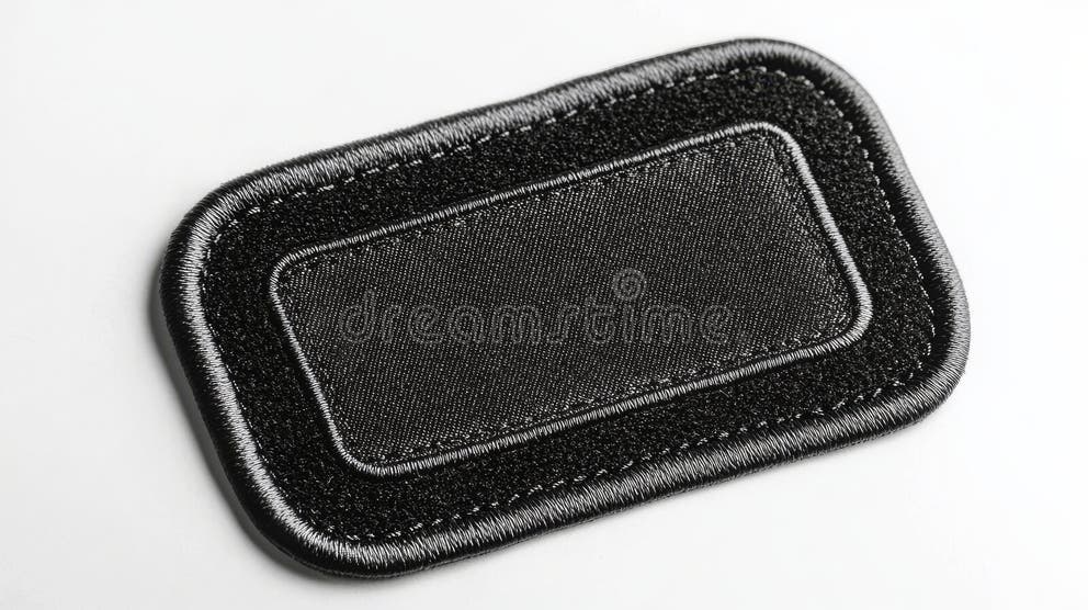 A Blank Square Embroidered Patch with a Black-and-white Design is Shown ...