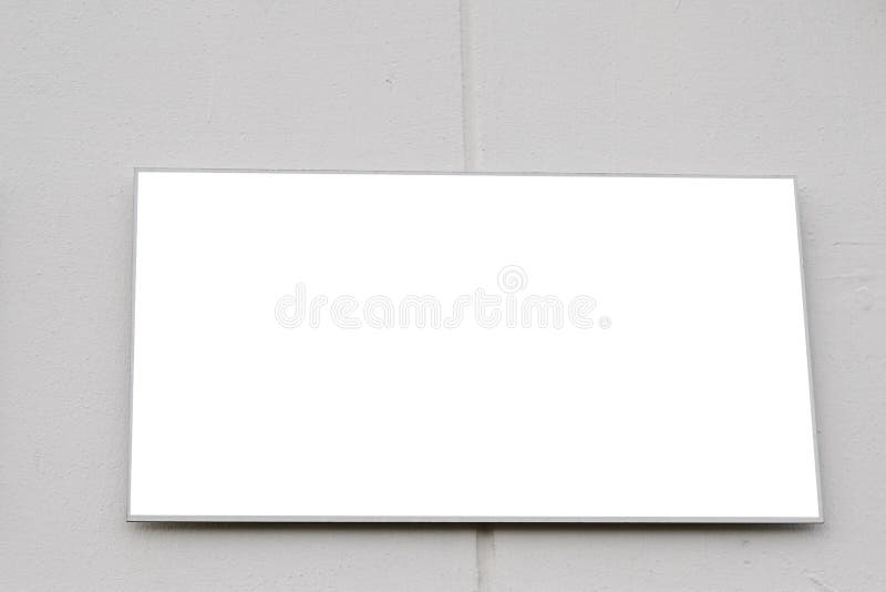 Blank Square Empty White Sign Board on Facade Building Modern Architect ...