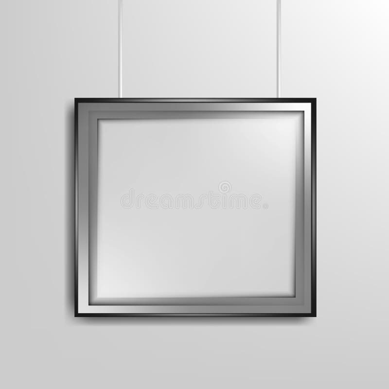 Blank Square Frame Hanging on Wall Stock Vector - Illustration of blank ...
