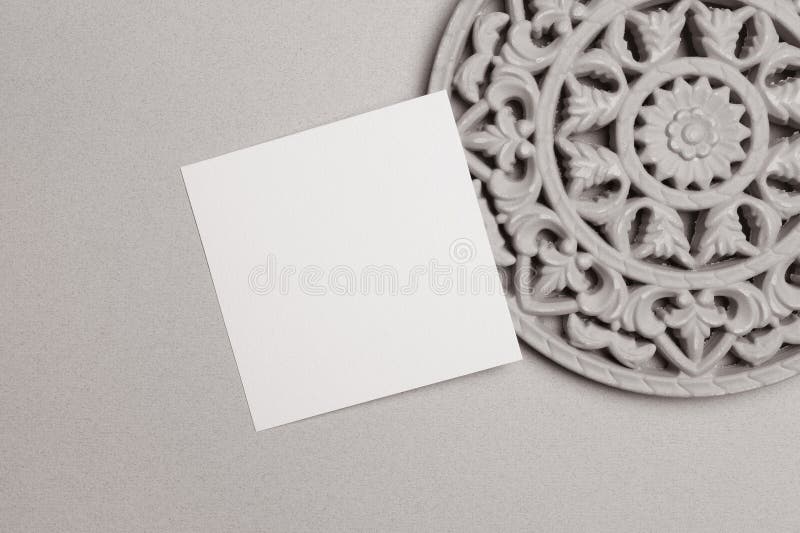 Blank Square Greeting Card Mockup with Copy Space for Card Design Stock ...