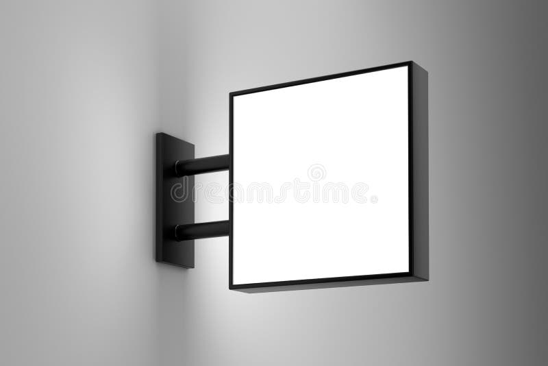 Blank Square Light Box Sign Mockup with Copy Space Stock Illustration ...