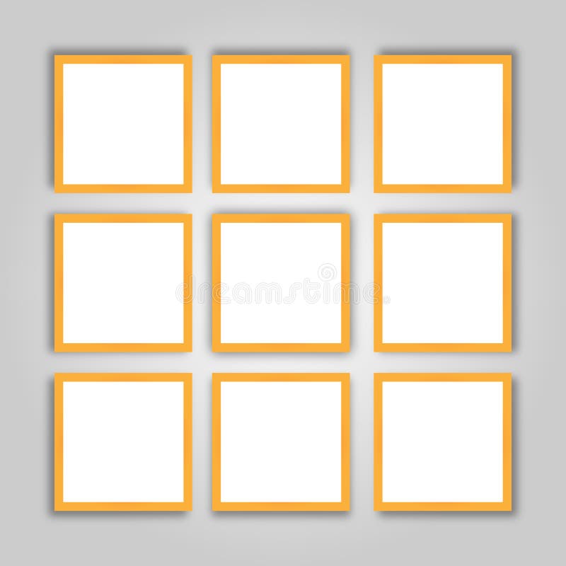 9 Square Blank Picture Frames, Template, Vector Illustration Stock ...