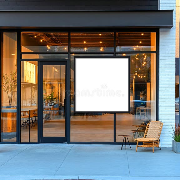 Blank Square Sign Modern Retail Storefront Mockup Stock Illustration ...
