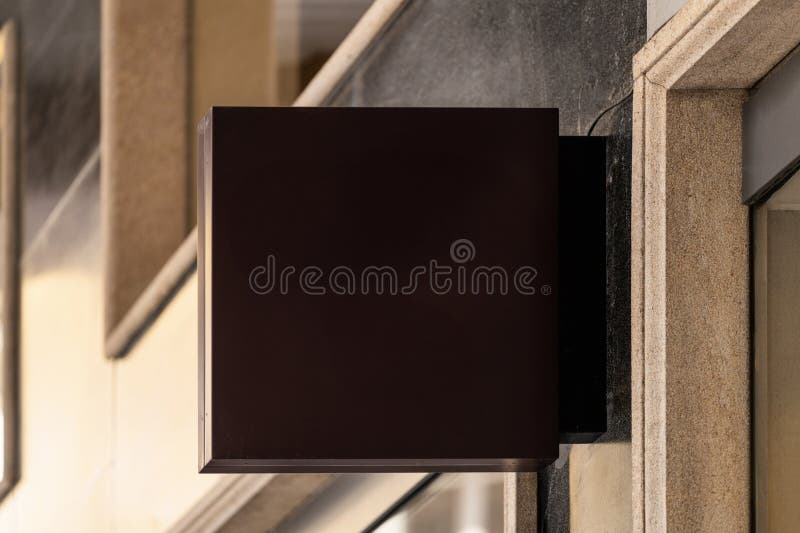 Blank Square Sign on Urban Building Wall at Daytime, Mockup Stock Photo - Image of industrial ...