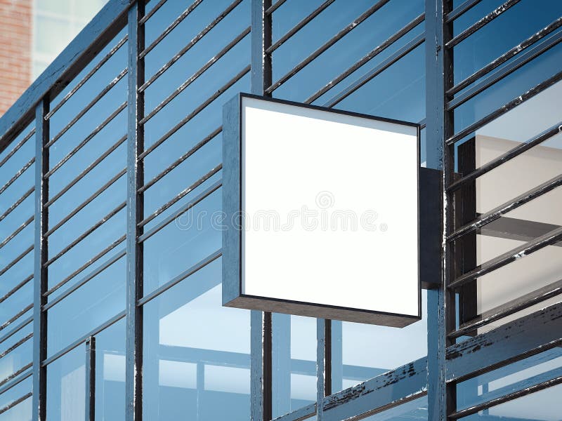 Blank Square Store Signboard. Empty Shop Lightbox on the Wall Stock ...