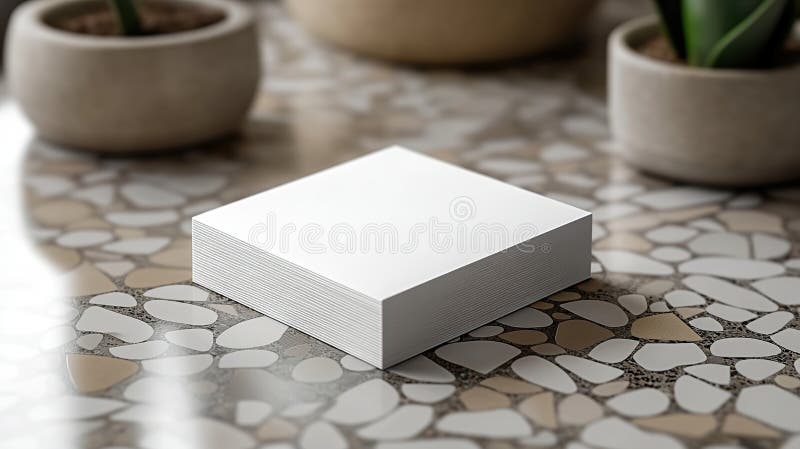 Blank Square Sticky Note Pad on Terrazzo Table Stock Illustration ...