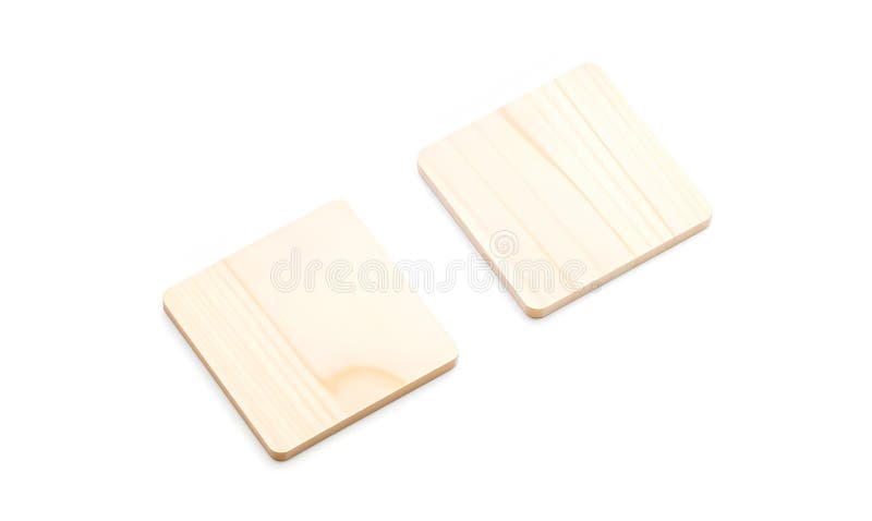 Blank Square Wood Plate Mockup Set, Side View. Stock Photo - Image of ...