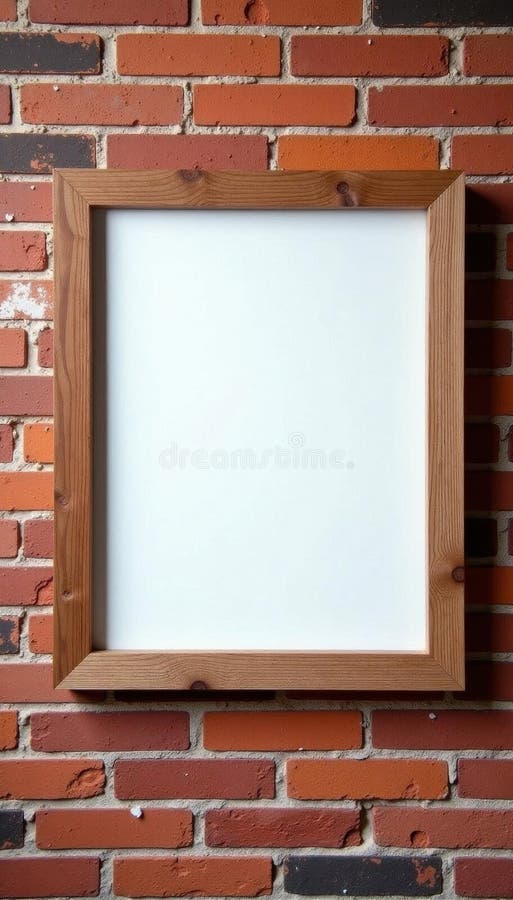Blank Square Wooden Frame Against Weathered Brick , Square, Rustic ...