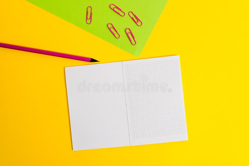 Blank Squared Notebook Colored Paper Sheet Clips Pencil Highlighter ...
