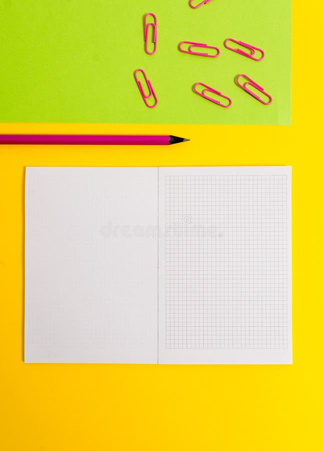 Blank Squared Notebook Colored Paper Sheet Clips Pencil Highlighter ...