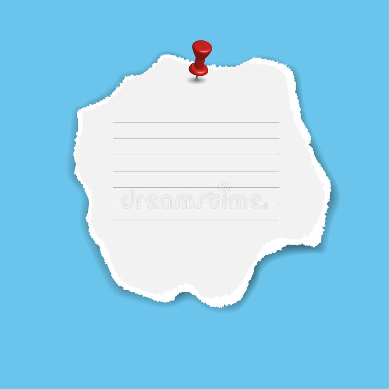 Blank Squared Notepad Pages and Pin. Note Paper Stuck with Pin Stock ...