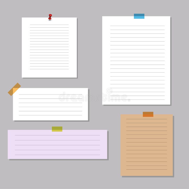 Blank Squared Note Pages with Pin. Note Paper Stuck with Pin Stock ...