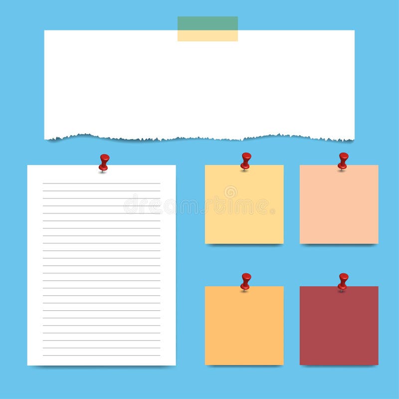 Blank Squared Notepad Pages and Pin. Note Paper Stuck with Red Pin ...