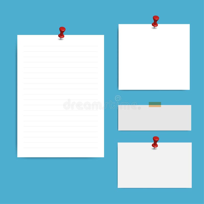 Blank Squared Notepad Pages and Pin. Note Paper Stuck with Red Pin ...