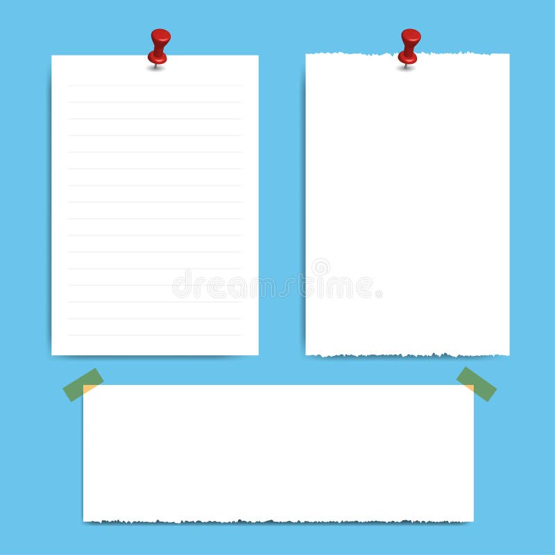 Blank Squared Notepad Pages with Sticky Tape and Pin. Note Paper Stock ...
