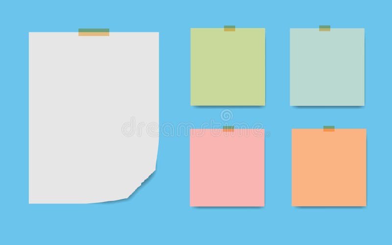 Blank Squared Notepad Pages and Tape. Note Paper Stuck with Beige ...