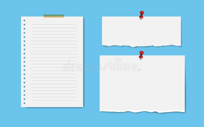 Blank Squared Notepad Pages with Tape and Pin. Note Paper Stuck Stock ...
