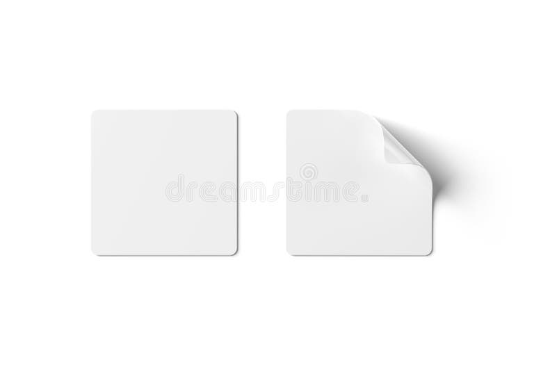 Blank Squared Sticker Mockup Isolated. Square Label Template. 3D ...