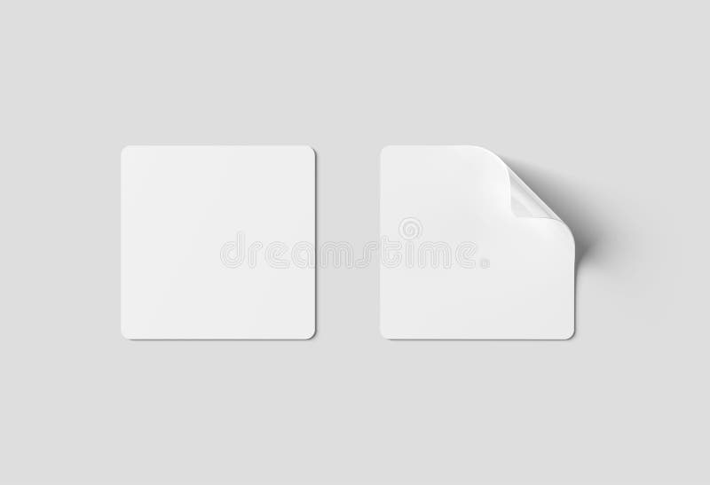 Blank Squared Sticker Mockup Isolated. Square Label Template. 3D ...