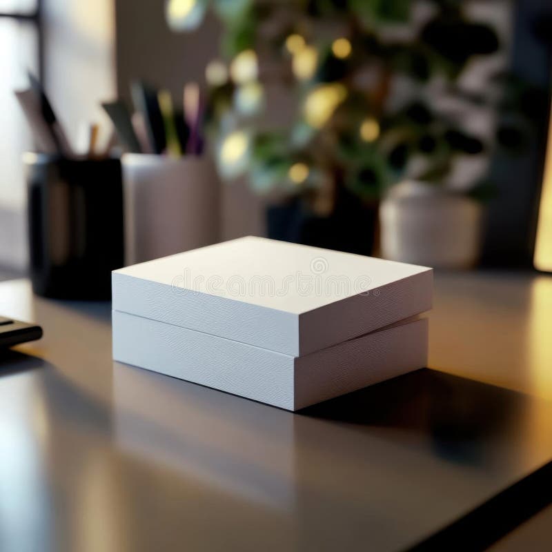 Blank Stack of Paper on Desk Stock Illustration - Illustration of ...