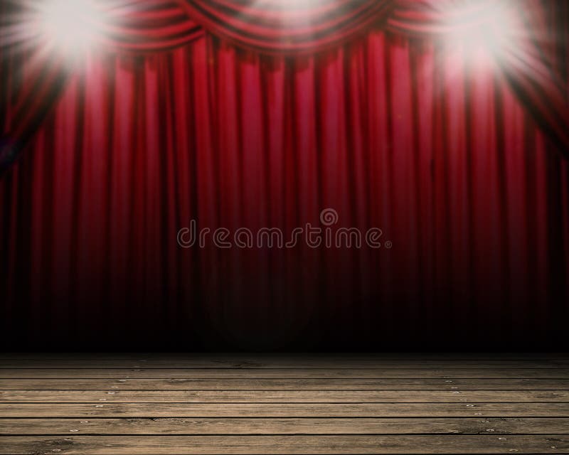 Blank Stage with Red Curtain Background Stock Illustration ...